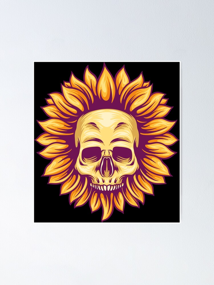 "Skull Sun Flower Illustration" Poster for Sale by sabdatinta | Redbubble