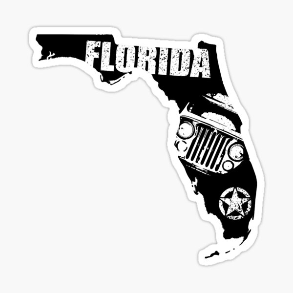 "FLORIDA Map Jeep Grill Outline Offroad Star" Sticker for Sale by ...