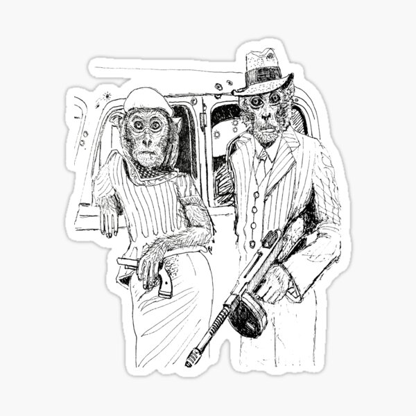 "Monkey and Clyde " Sticker for Sale by SketchPrimitive | Redbubble