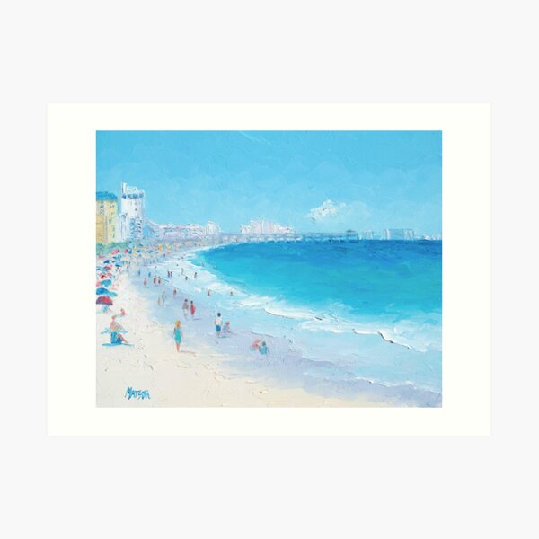 "Beach painting - Myrtle Beach and Springmaid Pier" Art Print for Sale ...