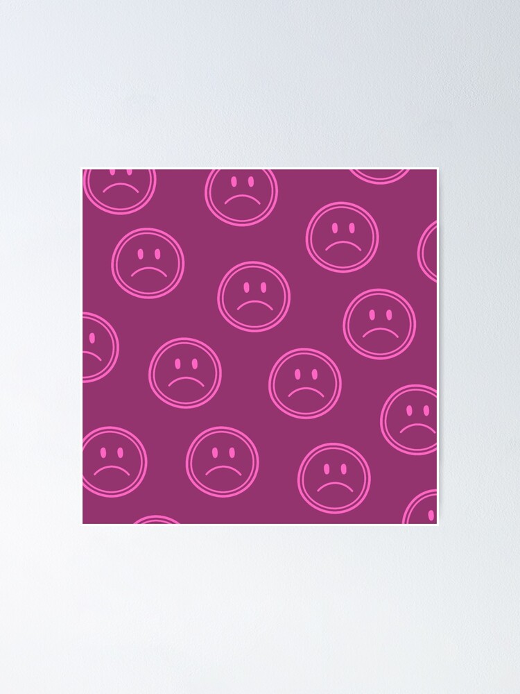 "Pink sad face emoji " Poster for Sale by kfiesta | Redbubble