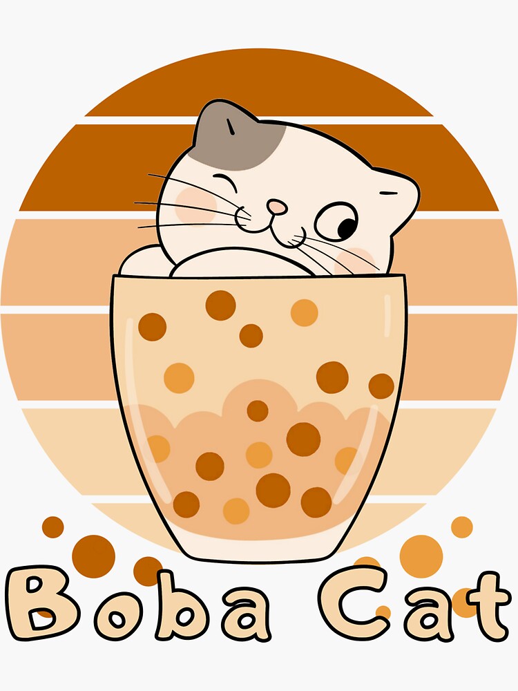 "PoCats Boba Cat Bubble Tea Cat" Sticker for Sale by PoCats | Redbubble