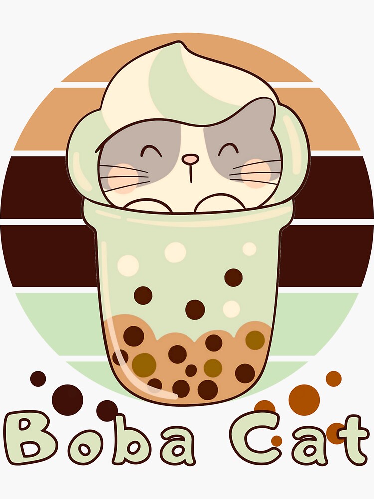 "PoCats Boba Cat Bubble Tea Cat" Sticker for Sale by PoCats | Redbubble