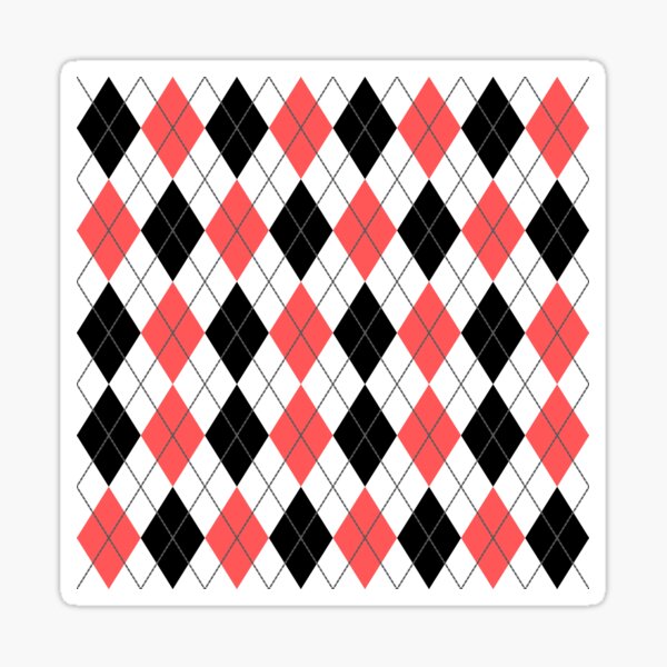"Argyle Gingham Diamond Pattern | White Black and Red" Sticker for Sale ...