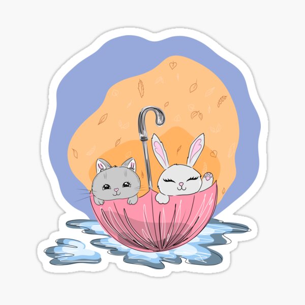 "Cute autumn pets in umbrella. Cozy autumn" Sticker for Sale by ...