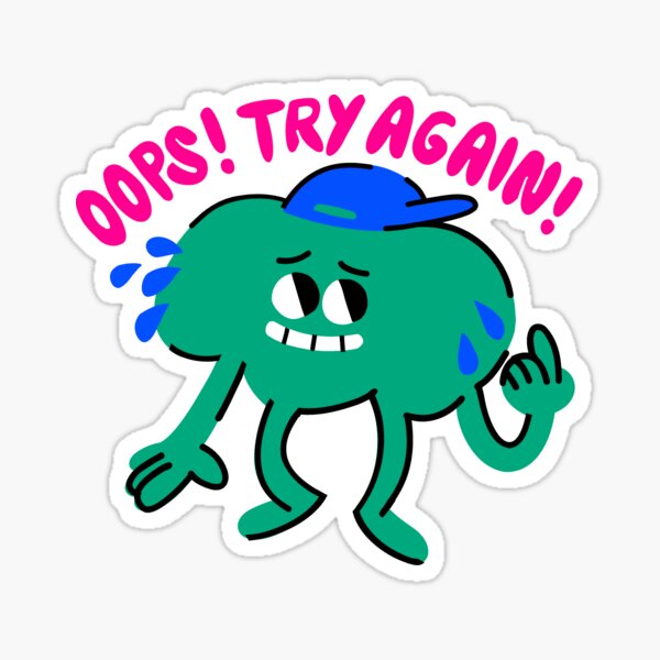"OOOPS! TRY AGAIN Sticker, Motivation Feedback Sticker" Sticker for ...