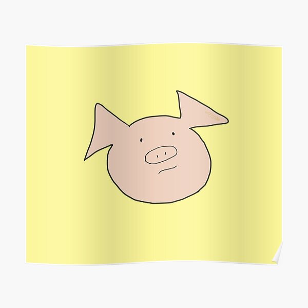"Thinking Pig Face Y, thoughtful" Poster for Sale by PiggingJapan ...