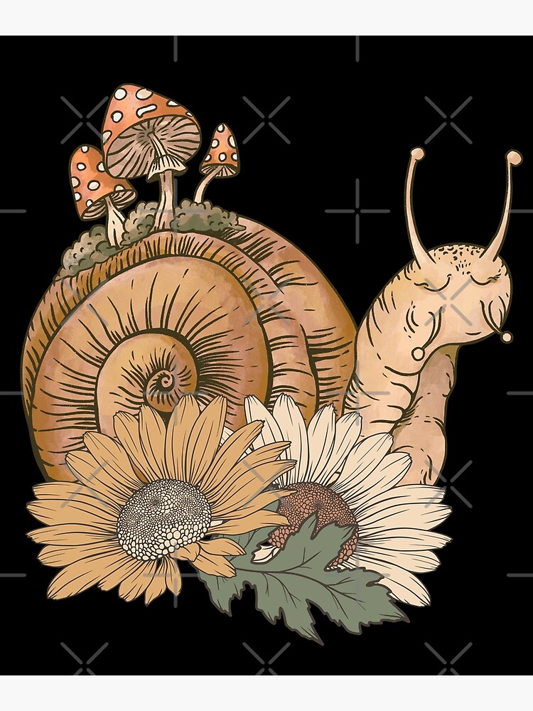 "Goblincore Retro Snail Flower Mushroom" Poster for Sale by DanysWorld ...