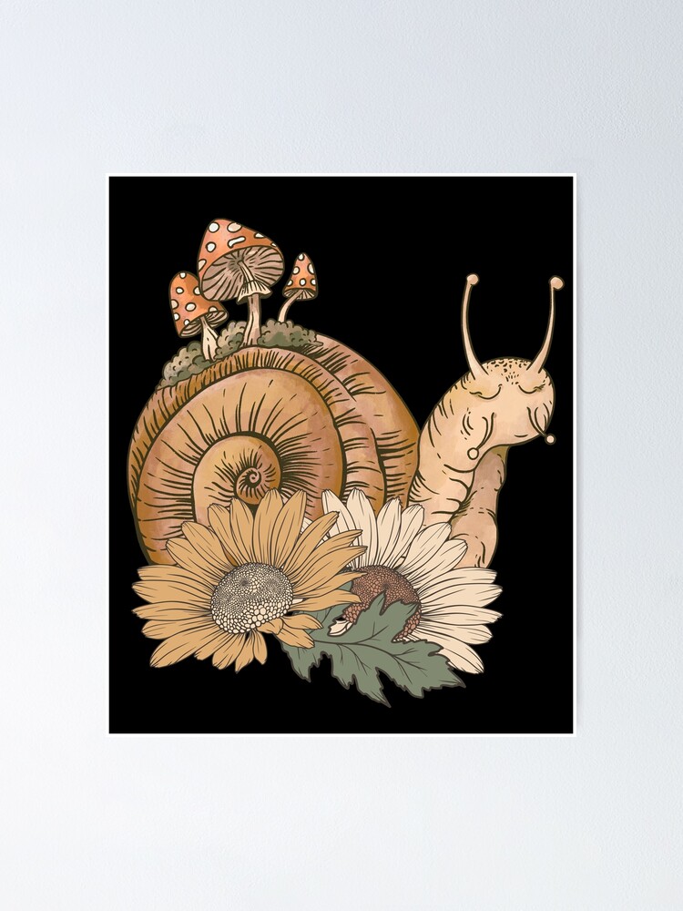"Goblincore Retro Snail Flower Mushroom" Poster for Sale by DanysWorld ...