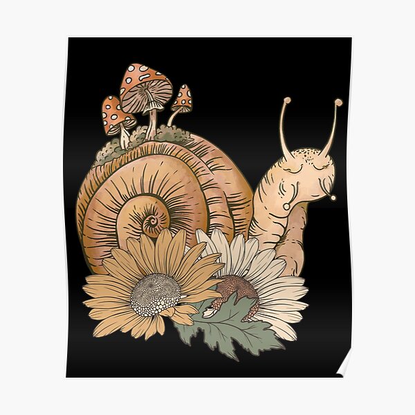"Goblincore Retro Snail Flower Mushroom" Poster for Sale by DanysWorld ...