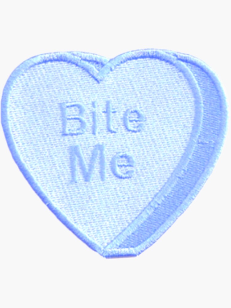 "Bite Me, Patch, Heart, Aesthetic Blue " Sticker for Sale by inspirecul ...