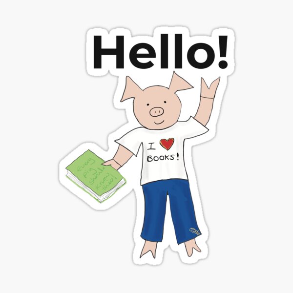 "Hello! I love books and reading! Cute introvert" Sticker for Sale by ...