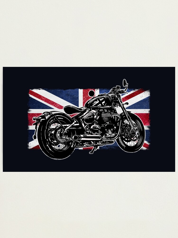 "Triumph Bobber Motorcycle | Great Britain Flag | Triumph Bonneville ...