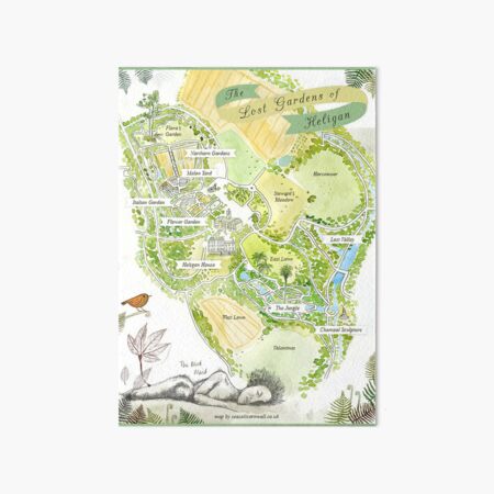 "The Lost Gardens Of Heligan Map" Art Board Print for Sale by ...