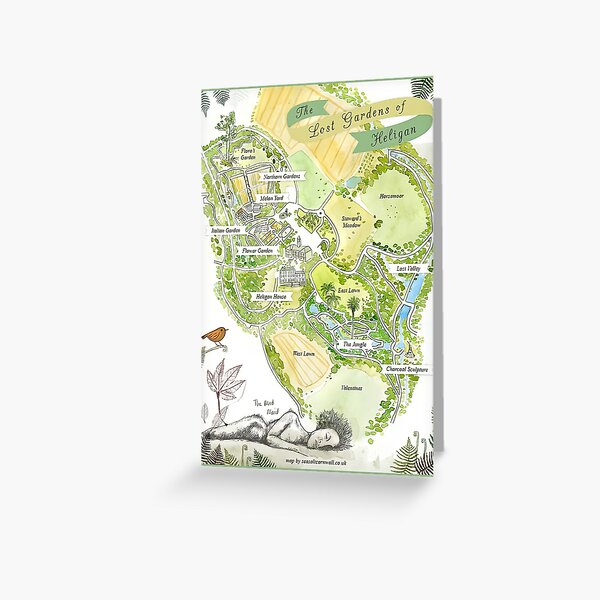 "The Lost Gardens Of Heligan Map" Greeting Card for Sale by ...