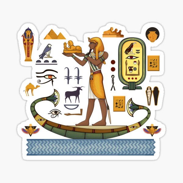 "Pharaoh And Symbols of Ancient Egypt" Sticker for Sale by ArtOfStars ...