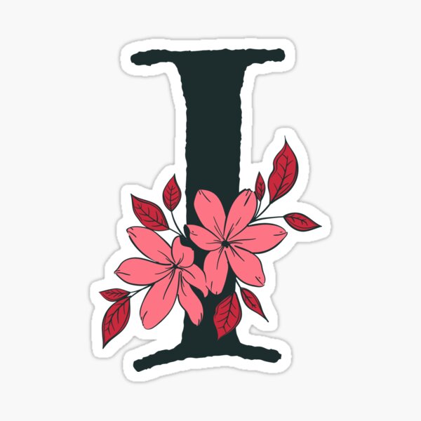 "Pink floral I monogram" Sticker for Sale by anitastrifler | Redbubble