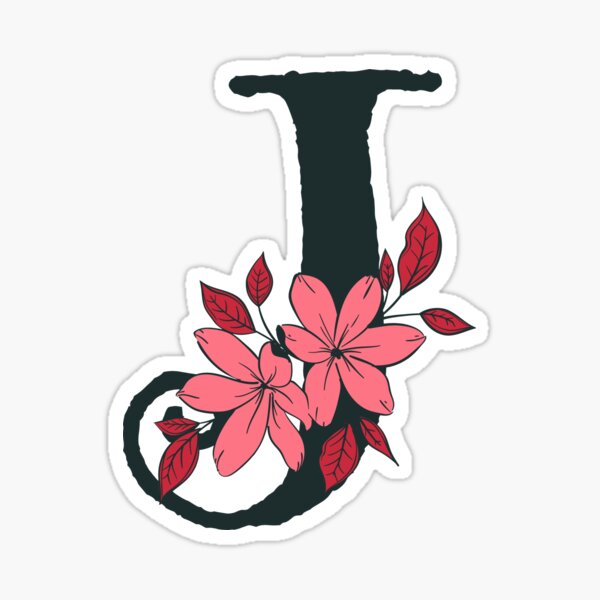 "Pink floral J monogram" Sticker for Sale by Anita Strifler | Redbubble