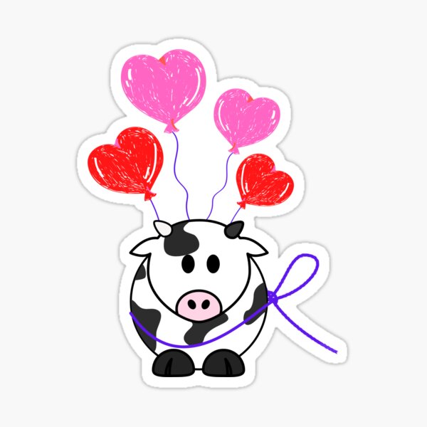 Pegatina «Lindos corazones, lindas vacas, artículos en forma de corazón ...