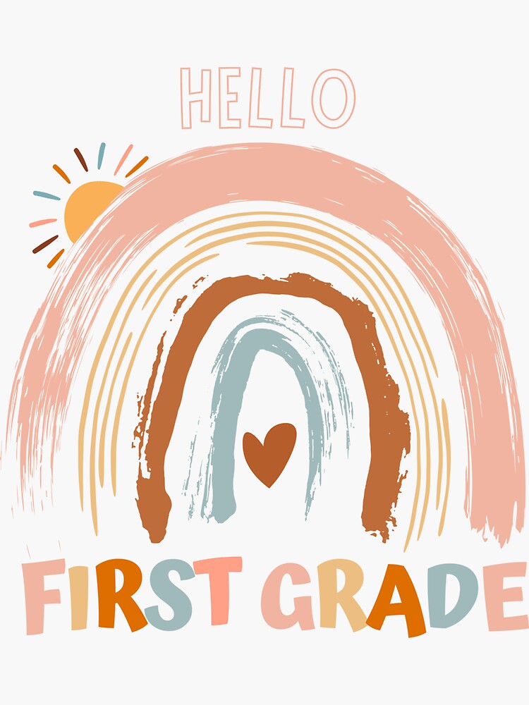 "First Grade Rainbow Team Hello 1st Grade Rocks Squad Teacher" Sticker ...