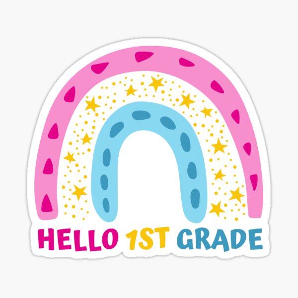 "First Grade Rainbow Team Hello 1st Grade Rocks Squad Teacher" Sticker ...