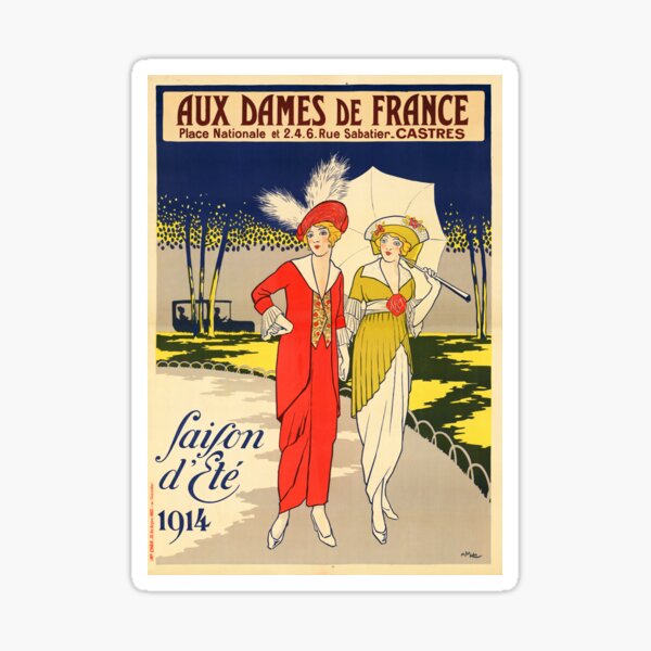 "AUX DAMES DE FRANCE Saison d' Été 1914 Vintage Art Nouveau Poster ...