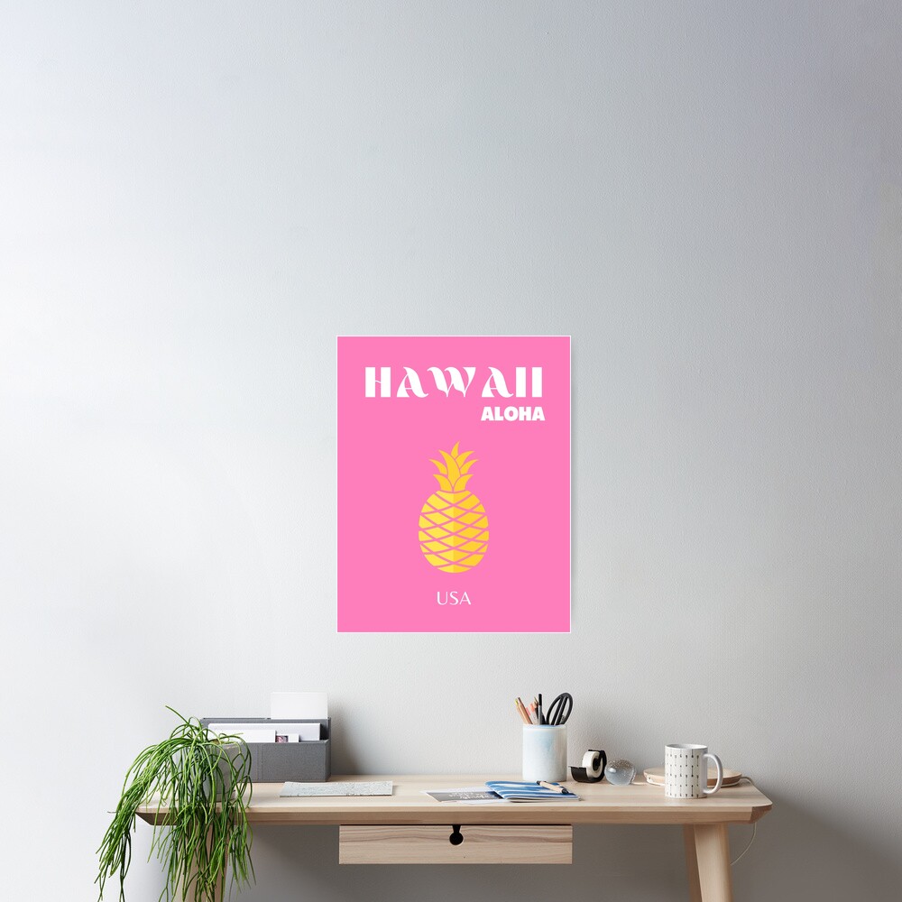 "Hawaii, Preppy, Preppy Room, Preppy Art, Pink, Yellow" Poster for Sale ...
