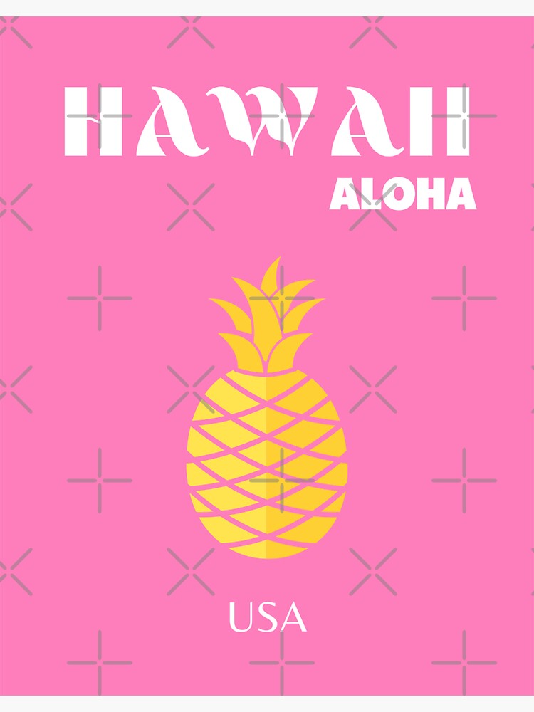 "Hawaii, Preppy, Preppy Room, Preppy Art, Pink, Yellow" Sticker for ...