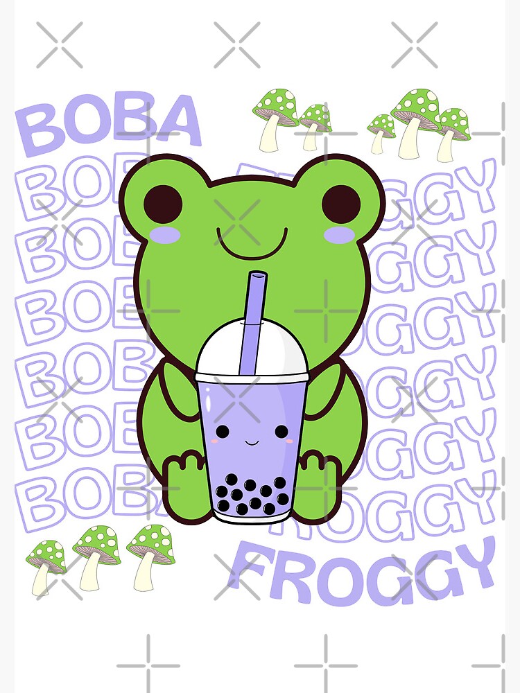 "Cute Cartoon Kawaii Frog drinking Boba Tea | adorable Boba animals ...