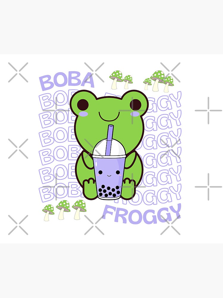 "Cute Cartoon Kawaii Frog drinking Boba Tea | adorable Boba animals ...