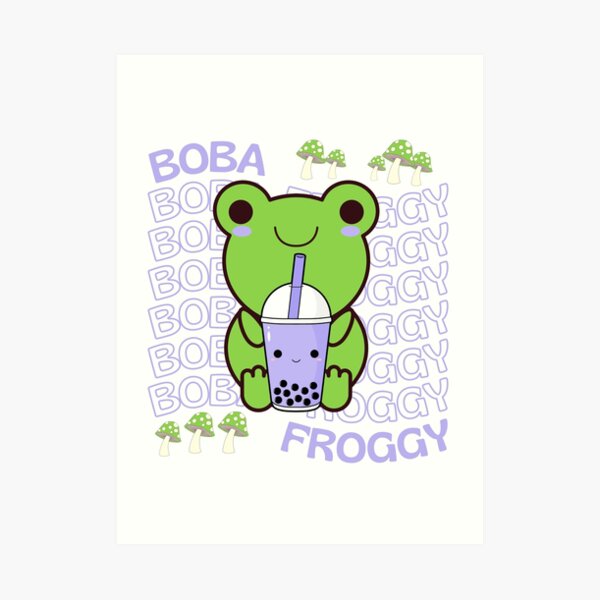 "Cute Cartoon Kawaii Frog drinking Boba Tea | adorable Boba animals ...
