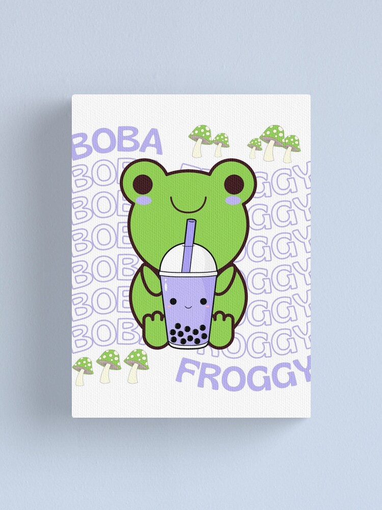 "Cute Cartoon Kawaii Frog drinking Boba Tea | adorable Boba animals ...