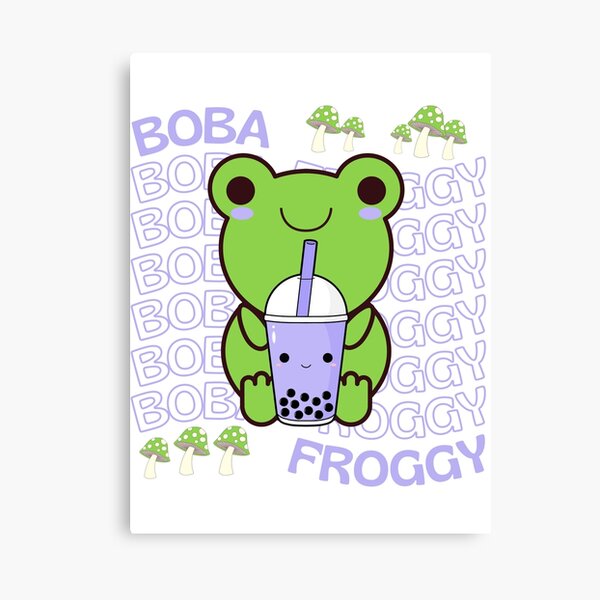 "Cute Cartoon Kawaii Frog drinking Boba Tea | adorable Boba animals ...