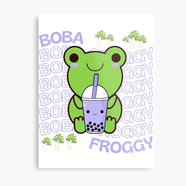 "Cute Cartoon Kawaii Frog drinking Boba Tea | adorable Boba animals ...