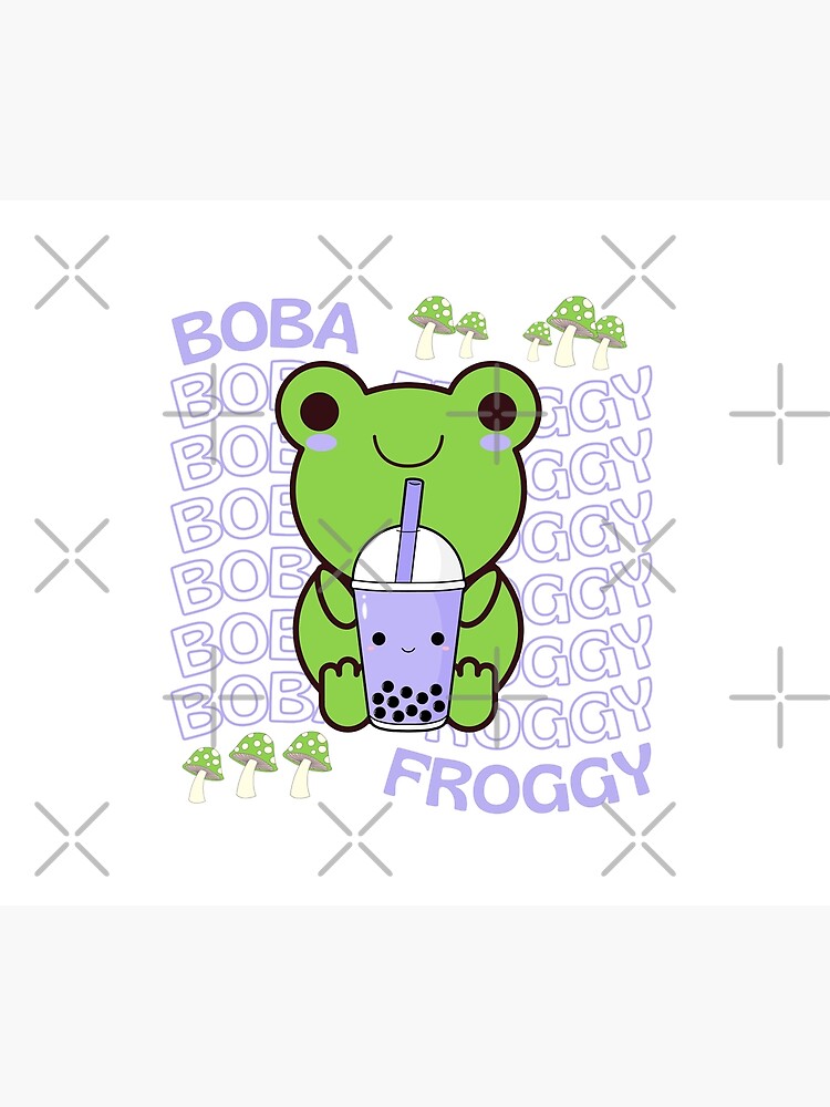 "Cute Cartoon Kawaii Frog drinking Boba Tea | adorable Boba animals ...