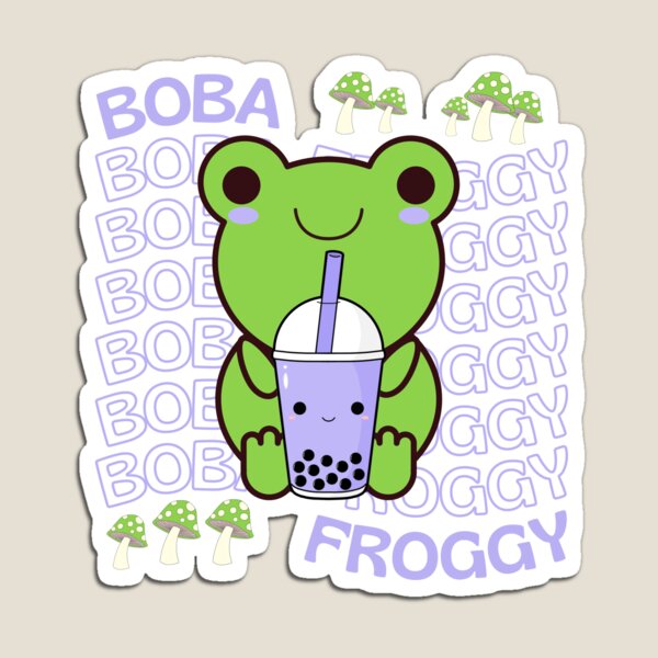 "Cute Cartoon Kawaii Frog drinking Boba Tea | adorable Boba animals ...