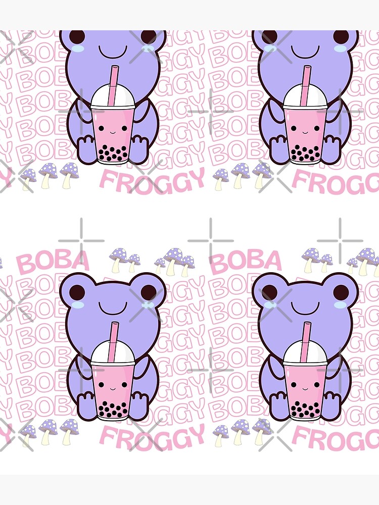 "Cute Cartoon Kawaii Frog drinking Boba Tea | adorable Boba animals ...