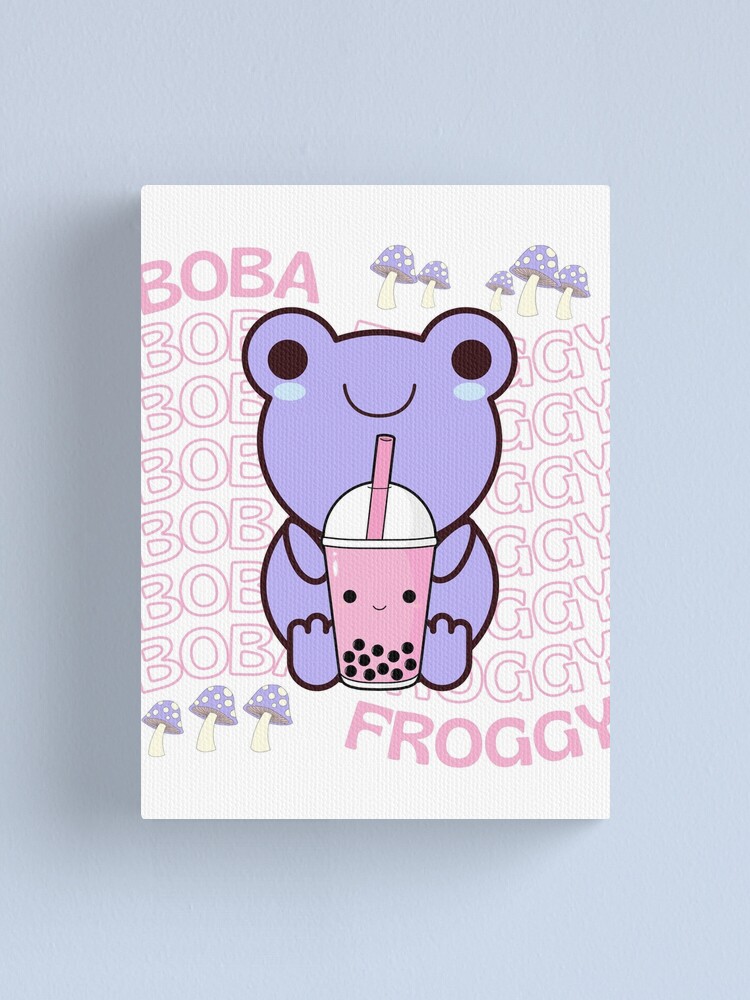 "Cute Cartoon Kawaii Frog drinking Boba Tea | adorable Boba animals ...