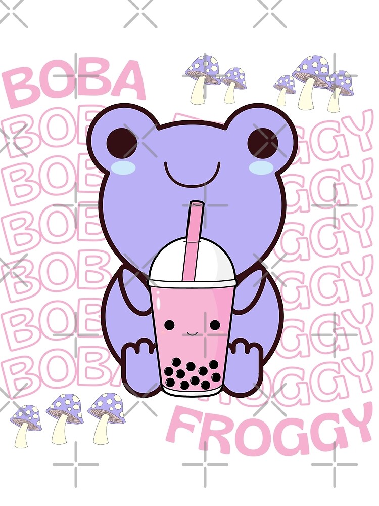 "Cute Cartoon Kawaii Frog drinking Boba Tea | adorable Boba animals ...