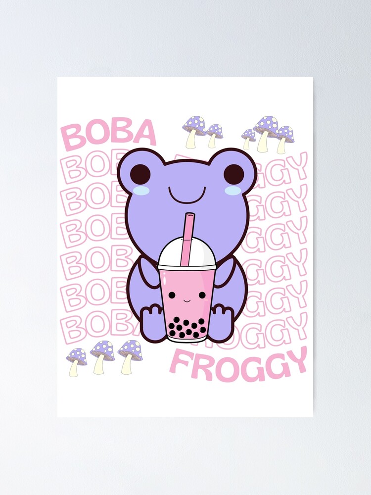 "Cute Cartoon Kawaii Frog drinking Boba Tea | adorable Boba animals ...