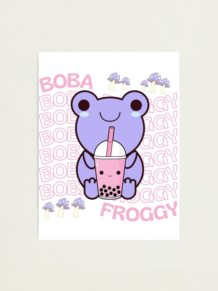 "Cute Cartoon Kawaii Frog drinking Boba Tea | adorable Boba animals ...