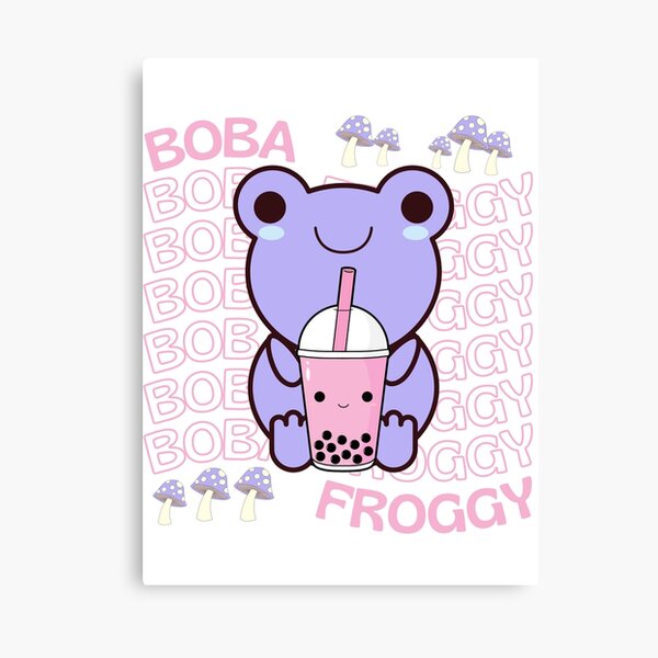 "Cute Cartoon Kawaii Frog drinking Boba Tea | adorable Boba animals ...