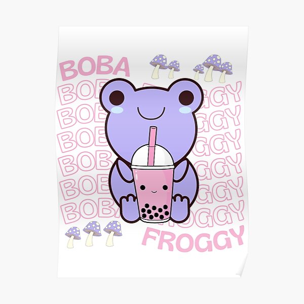 "Cute Cartoon Kawaii Frog drinking Boba Tea | adorable Boba animals ...