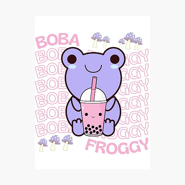"Cute Cartoon Kawaii Frog drinking Boba Tea | adorable Boba animals ...