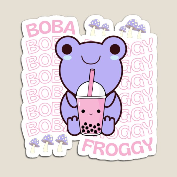 "Cute Cartoon Kawaii Frog drinking Boba Tea | adorable Boba animals ...