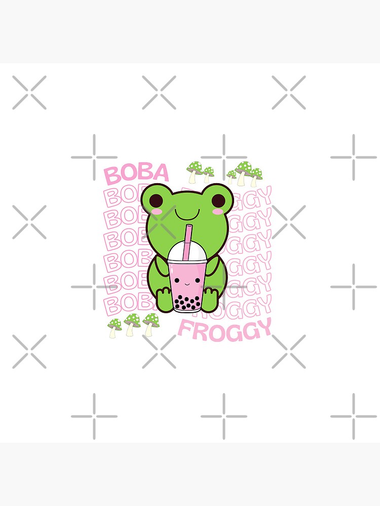 "Cute Cartoon Kawaii Frog drinking Boba Tea | adorable Boba animals ...