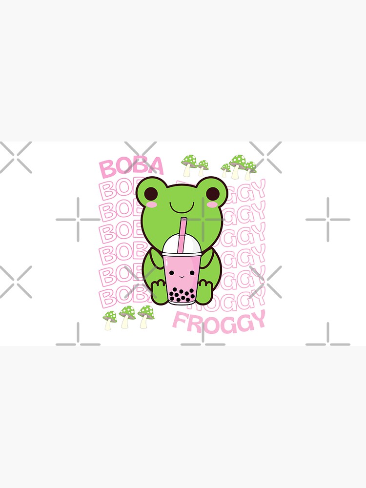"Cute Cartoon Kawaii Frog drinking Boba Tea | adorable Boba animals ...