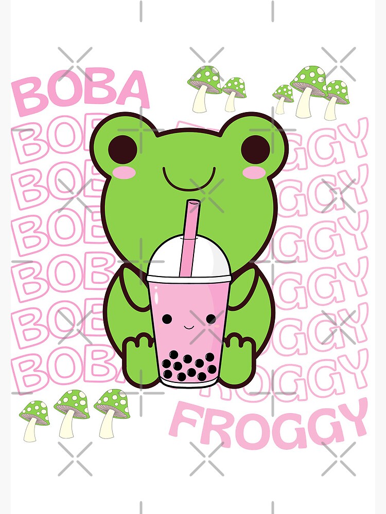 "Cute Cartoon Kawaii Frog drinking Boba Tea | adorable Boba animals ...