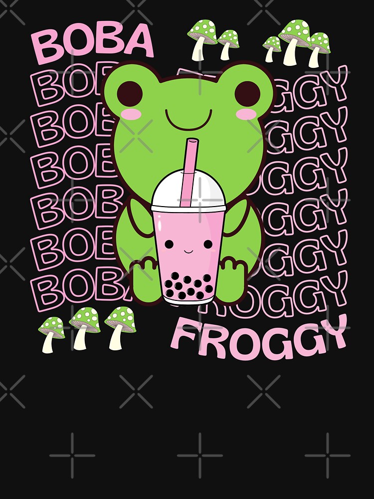 "Cute Cartoon Kawaii Frog drinking Boba Tea | adorable Boba animals ...