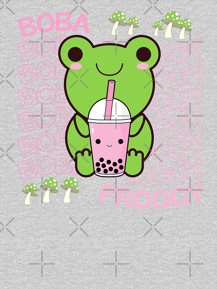 "Cute Cartoon Kawaii Frog drinking Boba Tea | adorable Boba animals ...